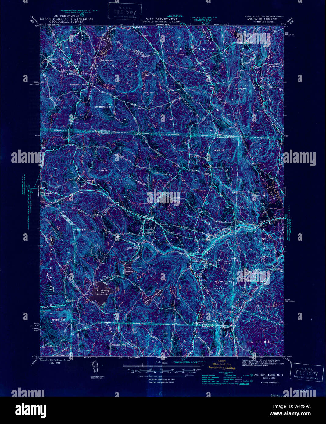 Massachusetts USGS Historical Topo Map MA Ashby 351469 1946 31680 ...