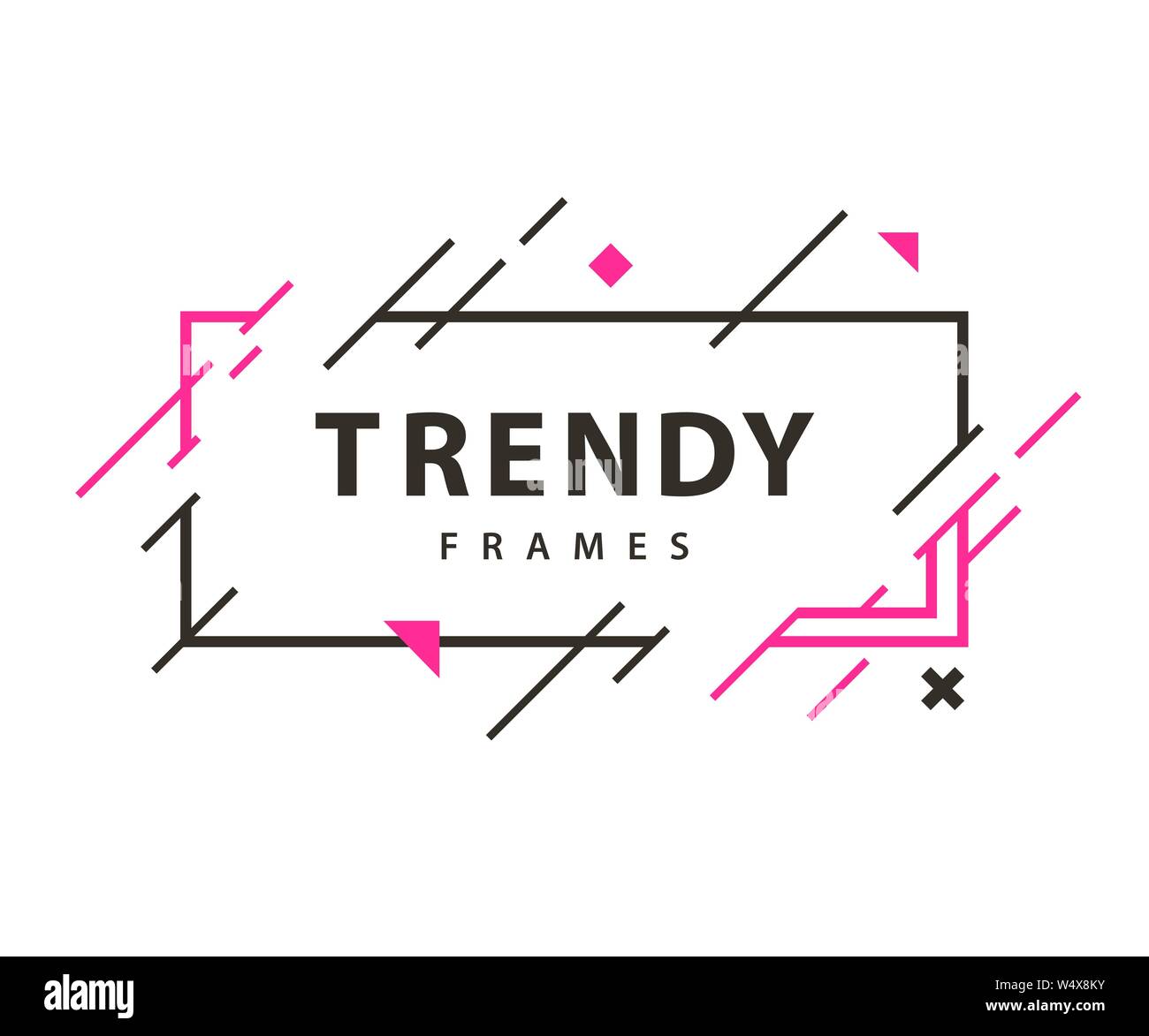 Frames with geometric lines Vector . Borders with trendy shapes ...