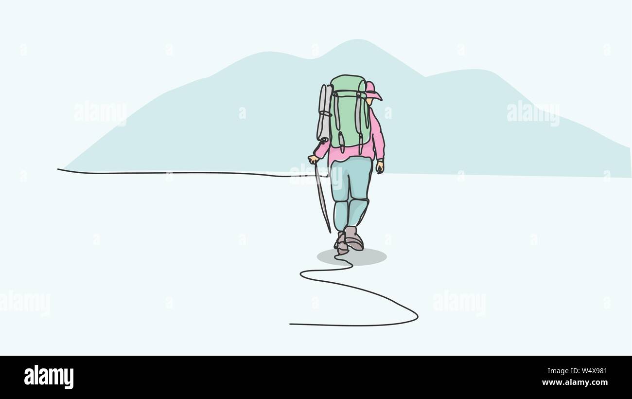 Walking adventurer with big backpak carrier ravel Lifestyle hiking ...