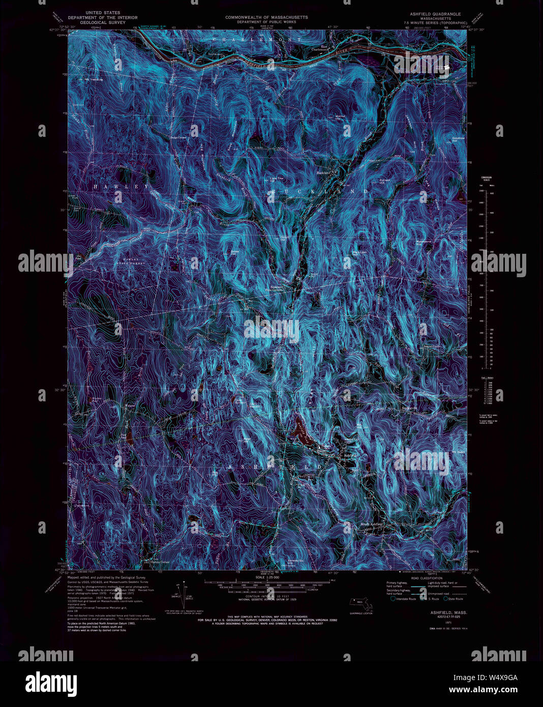 Massachusetts USGS Historical Topo Map MA Ashfield 350804 1971 25000 ...