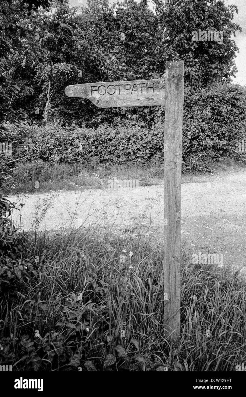 Wooden walking route sign Black and White Stock Photos & Images - Alamy