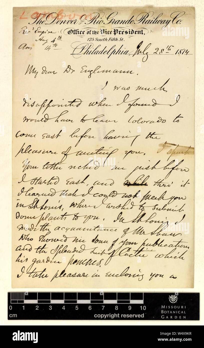 Correspondence - Lamborn (Robert) and Engelmann (George) (Jul 25, 1874 ...