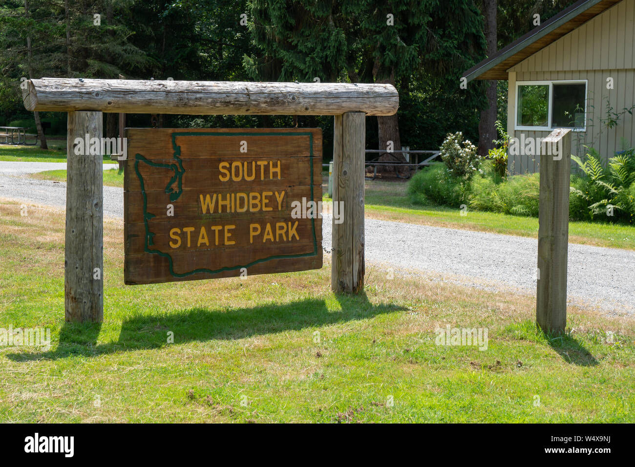 Freeland, Washington - July 6, 2019: Sign for South Whidbey State Park ...