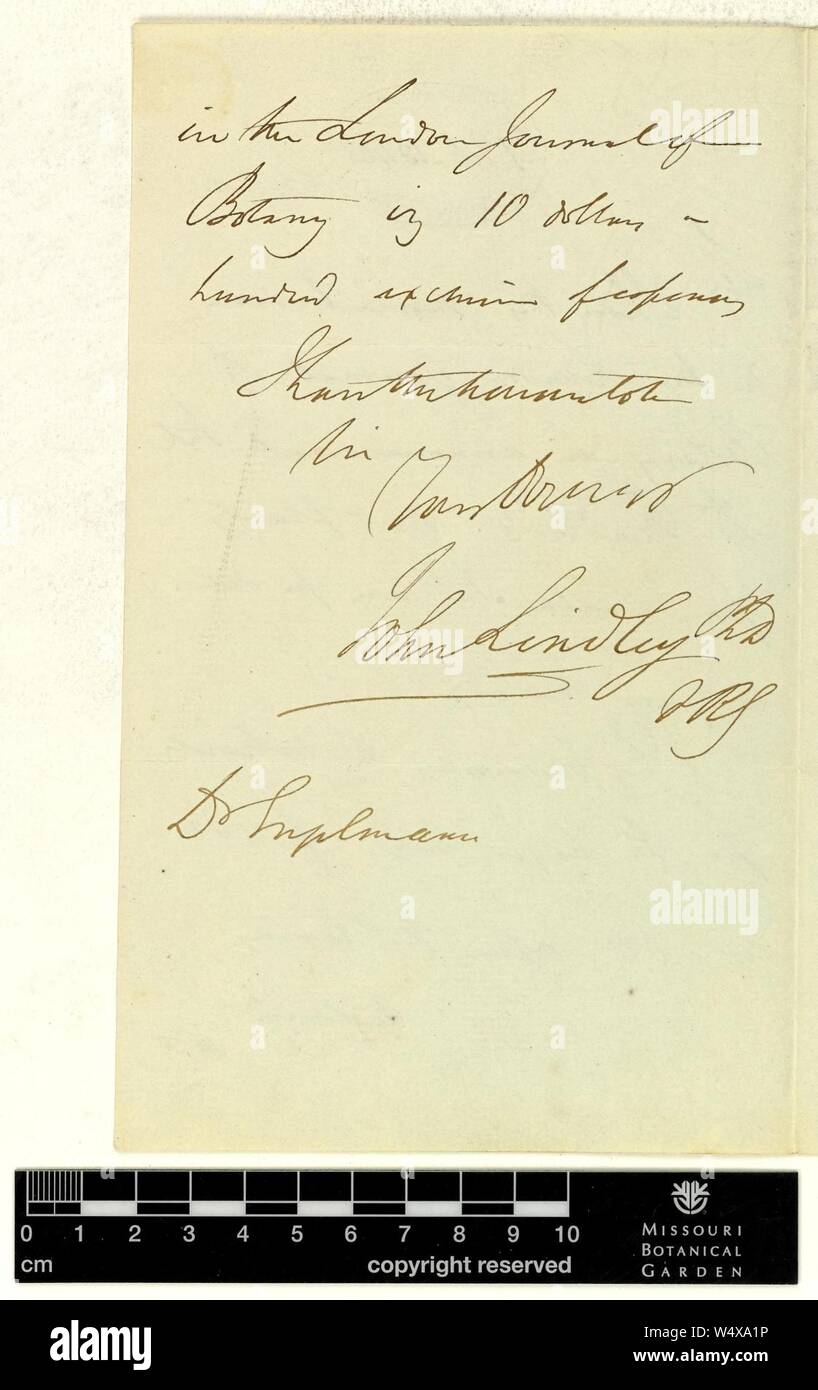 Correspondence - Lindley (John) and Engelmann (George) (Jan 26, 1848 (1 ...