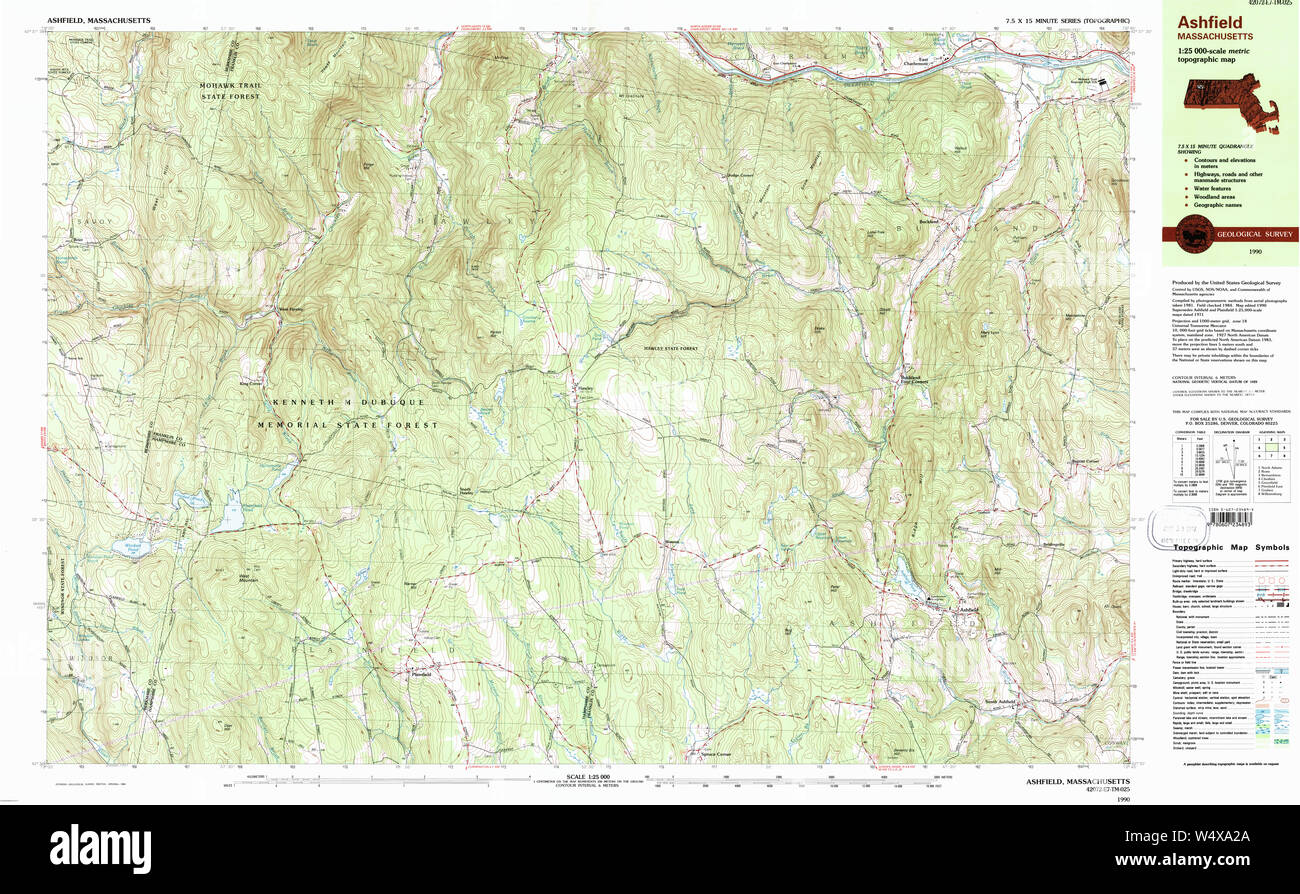 Massachusetts USGS Historical Topo Map MA Ashfield 350807 1990 25000 ...