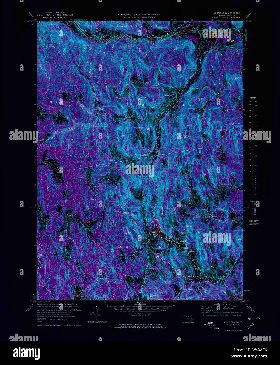 Massachusetts USGS Historical Topo Map MA Ashfield 350810 1971 25000 ...