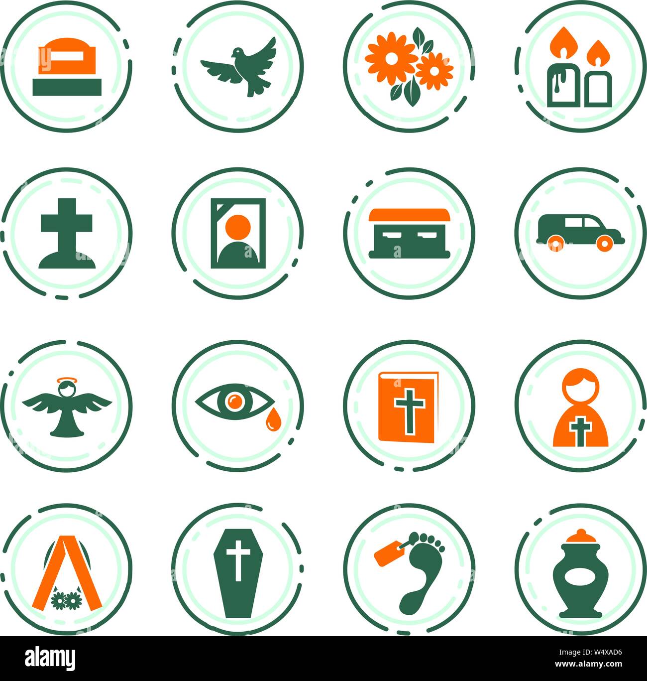 Funeral service color vector icons for user interface design Stock ...
