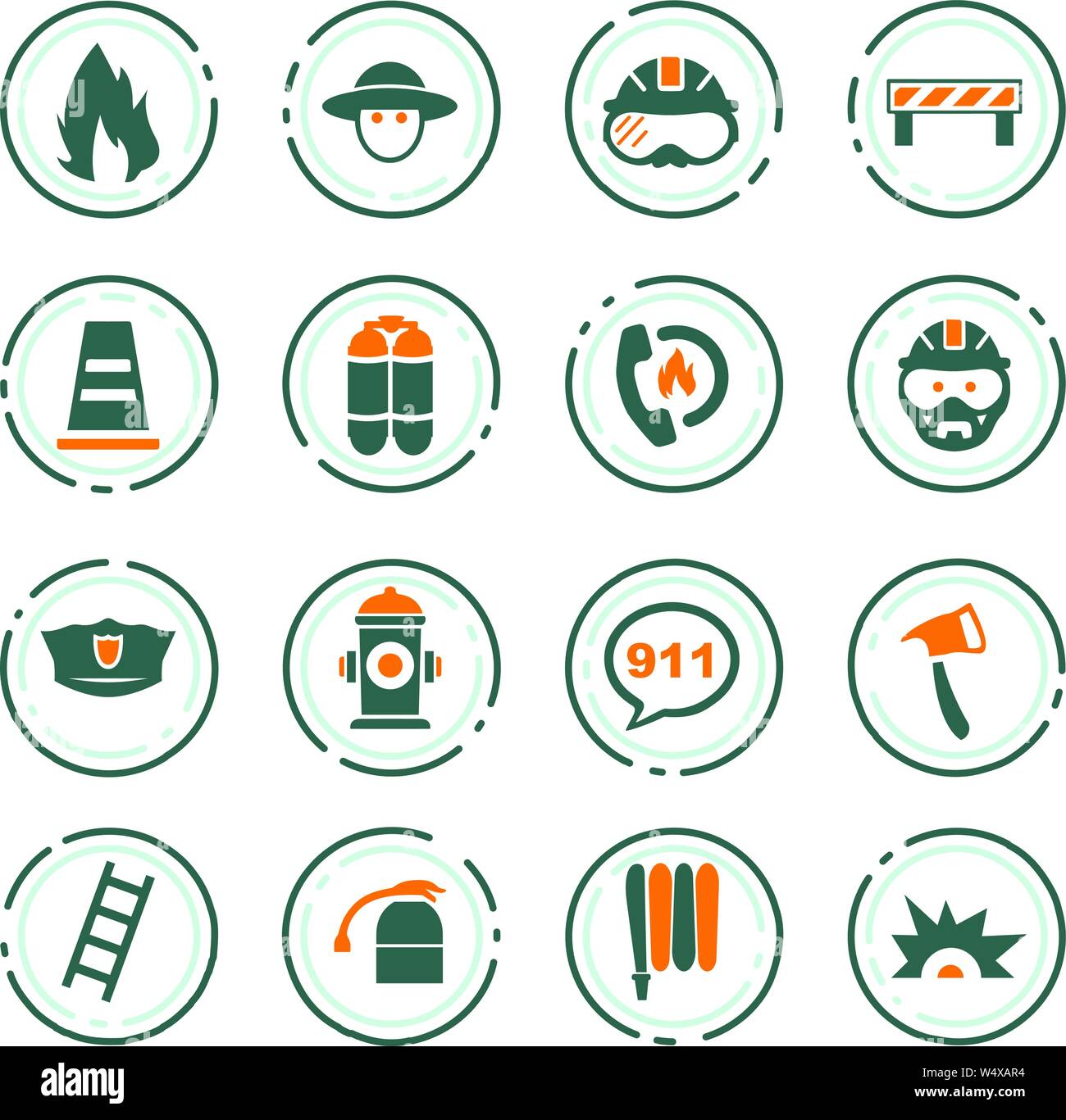 Fire brigade icons set for web sites and user interface Stock Vector ...