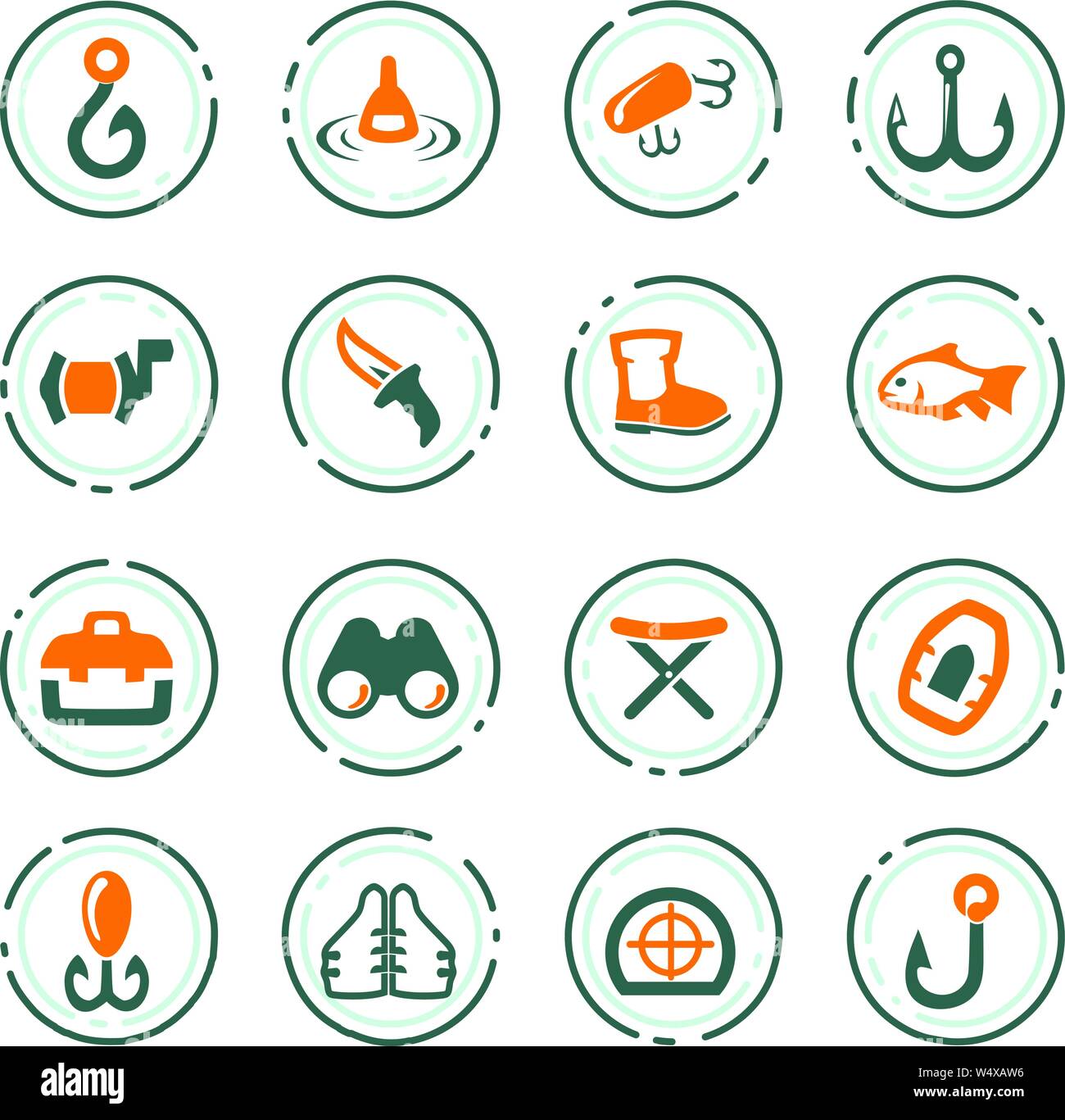 Fishing color vector icons for user interface design Stock Vector Image ...