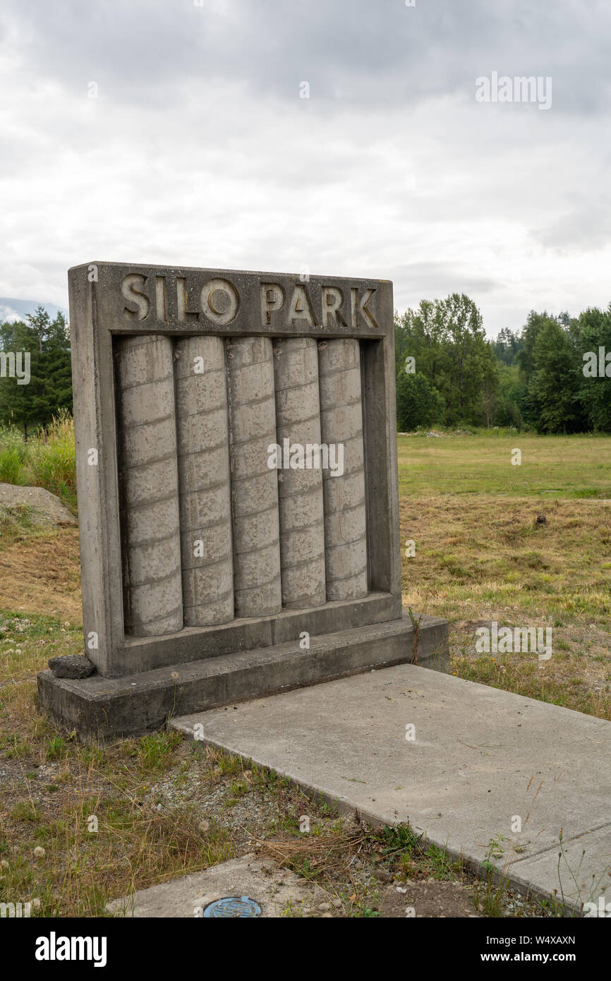 Concrete, Washington - July 6, 2019: Small sign made of replica ...