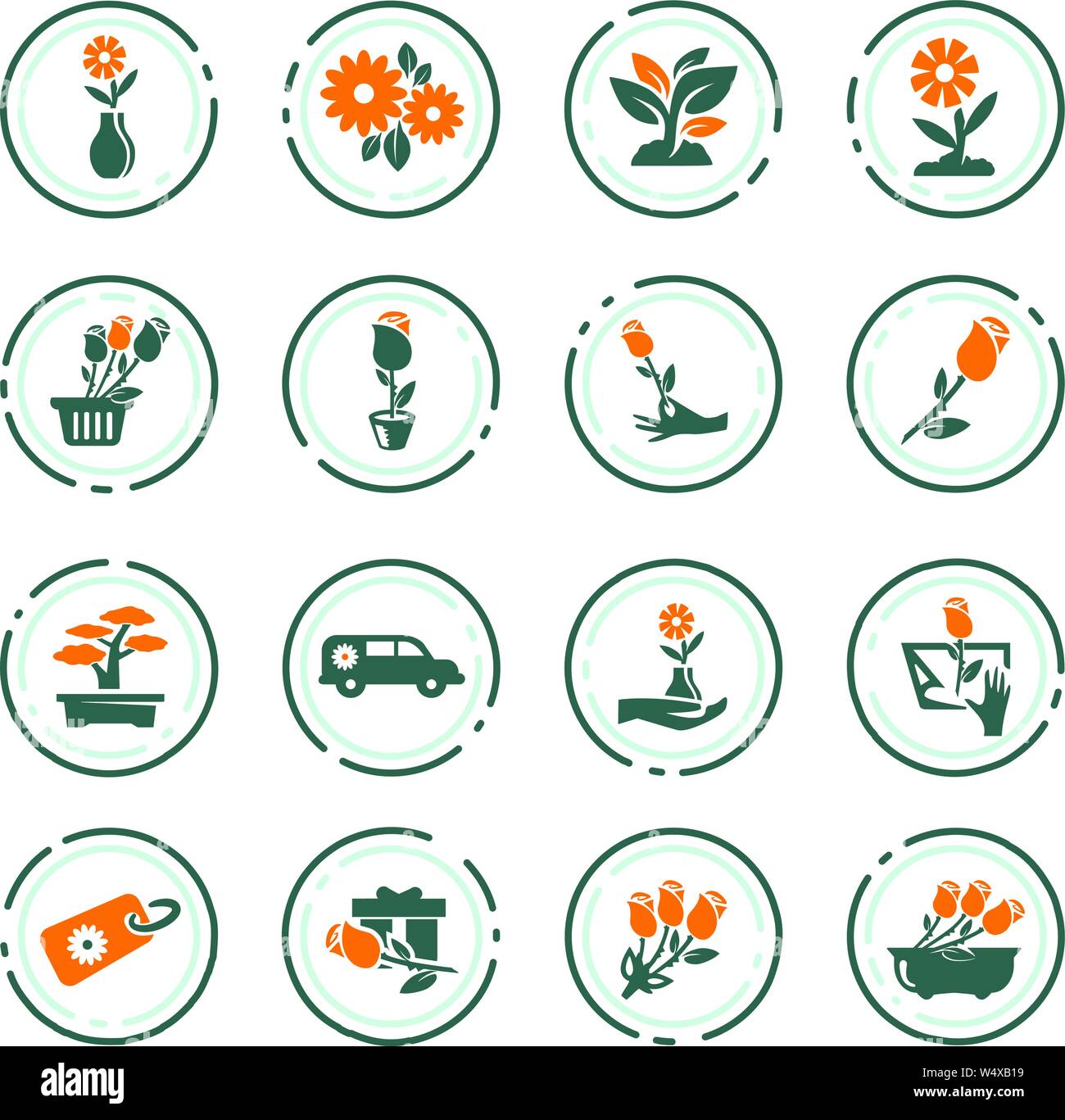 Flower color vector icons for user interface design Stock Vector Image ...