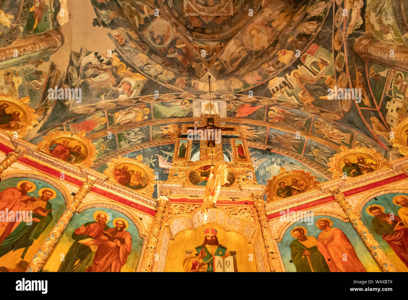 Painted Wall inside the Church, Arbore, Romania Stock Photo - Alamy