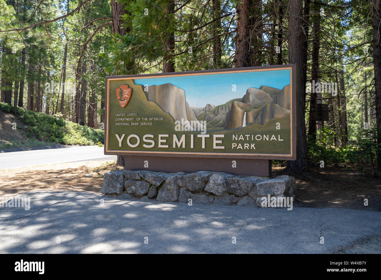 Yosemite, California - July 11, 2019: Sign for Yosemite National Park ...
