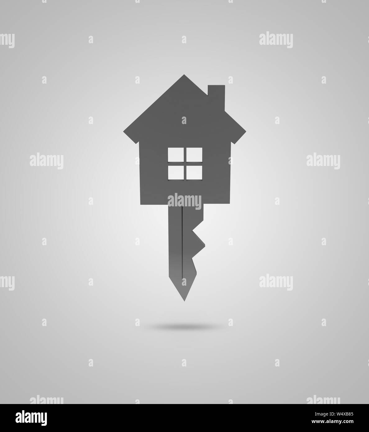 Real estate 3d concept with key and 3d house combined Stock Photo - Alamy