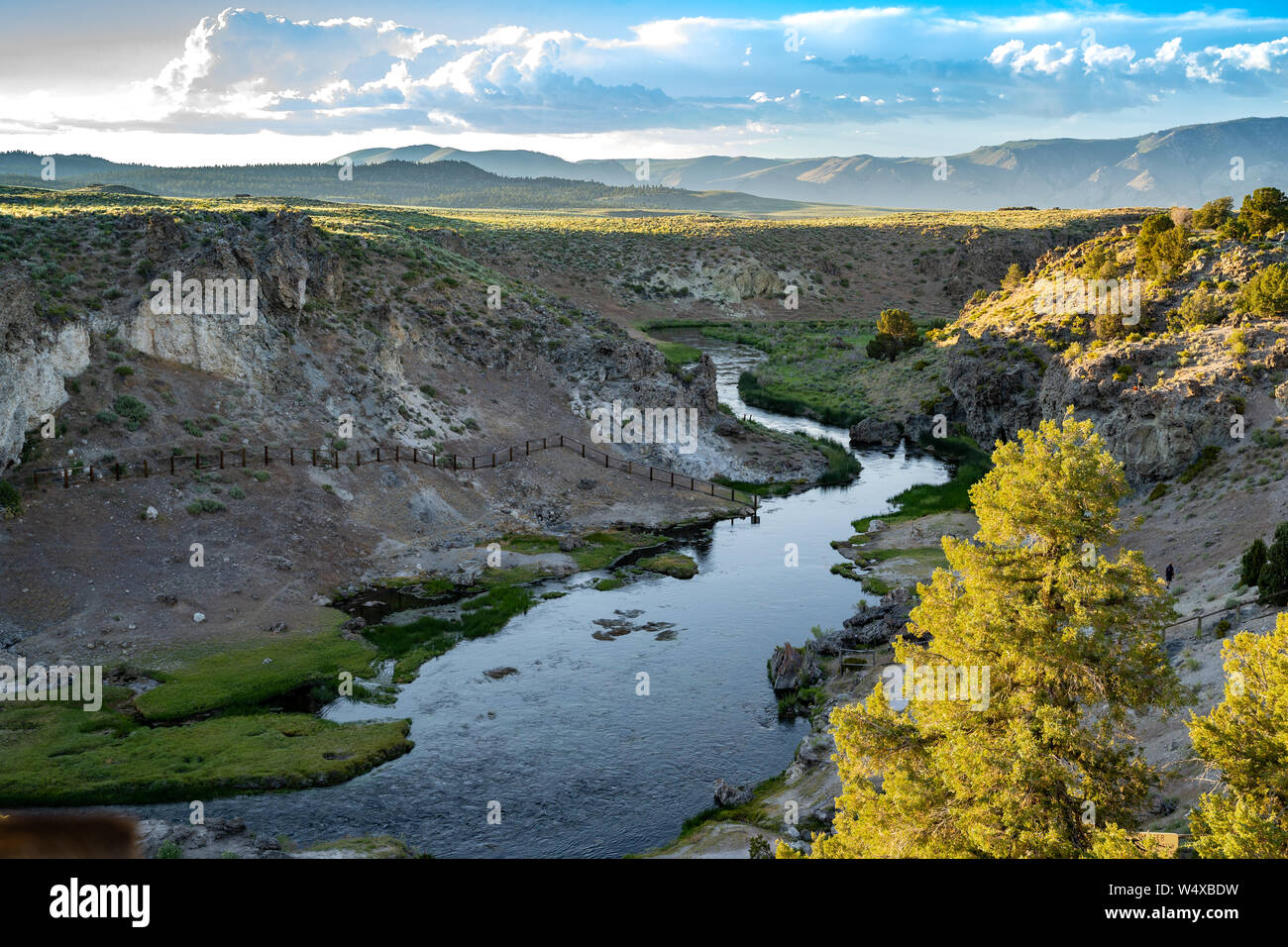 Sunset at Hot Creek Geological SIte in Mammoth Lakes, showcasing the ...
