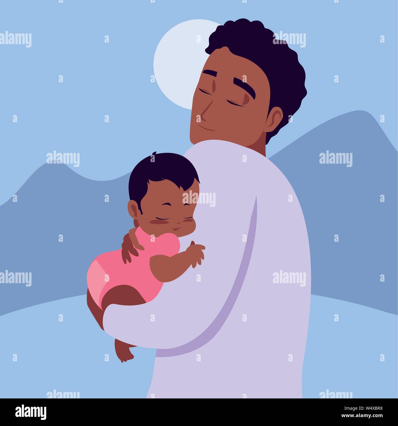 dad carrying his baby in his arms vector illustration Stock Vector Image & Art - Alamy