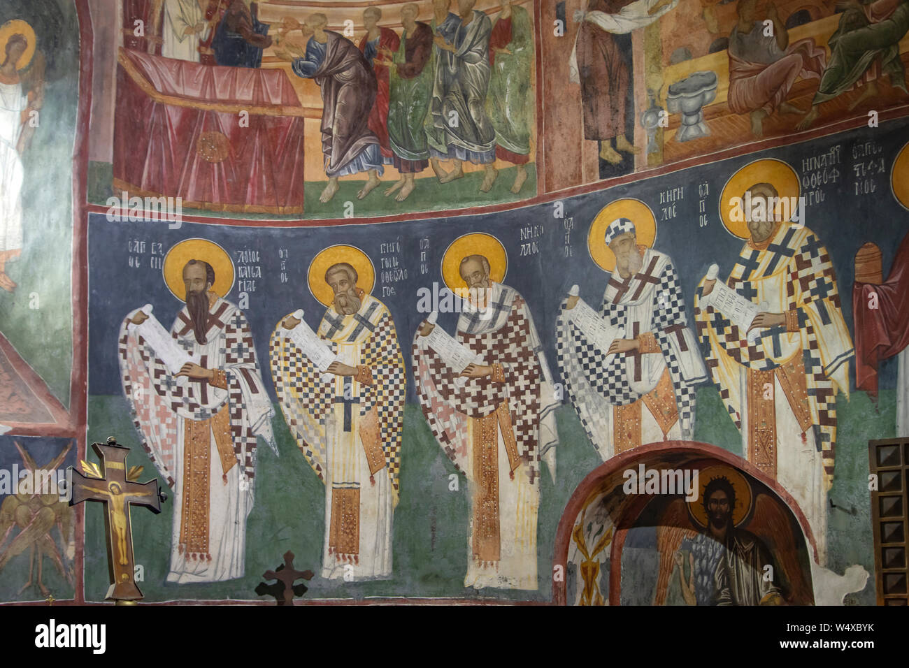 Paintings inside the Church of the Holy Cross, Patrauti, Romania Stock ...