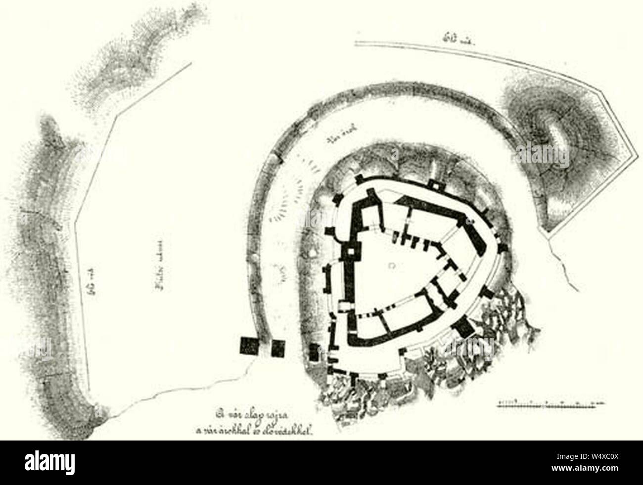 Corvin Castle map by Schulek Stock Photo - Alamy