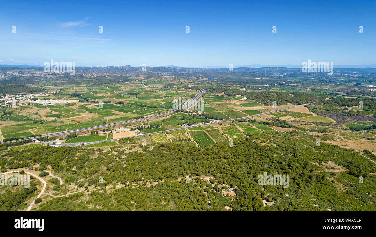 Aerial view of the A9 highway in the Corbieres, France Stock Photo - Alamy