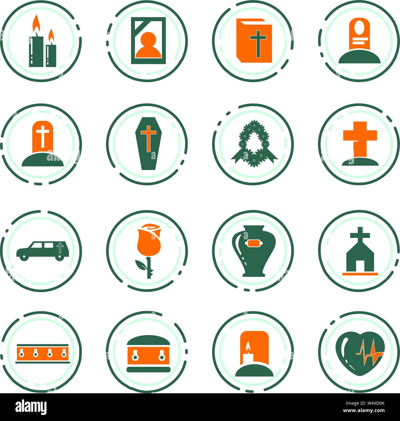 Funeral service color vector icons for user interface design Stock ...