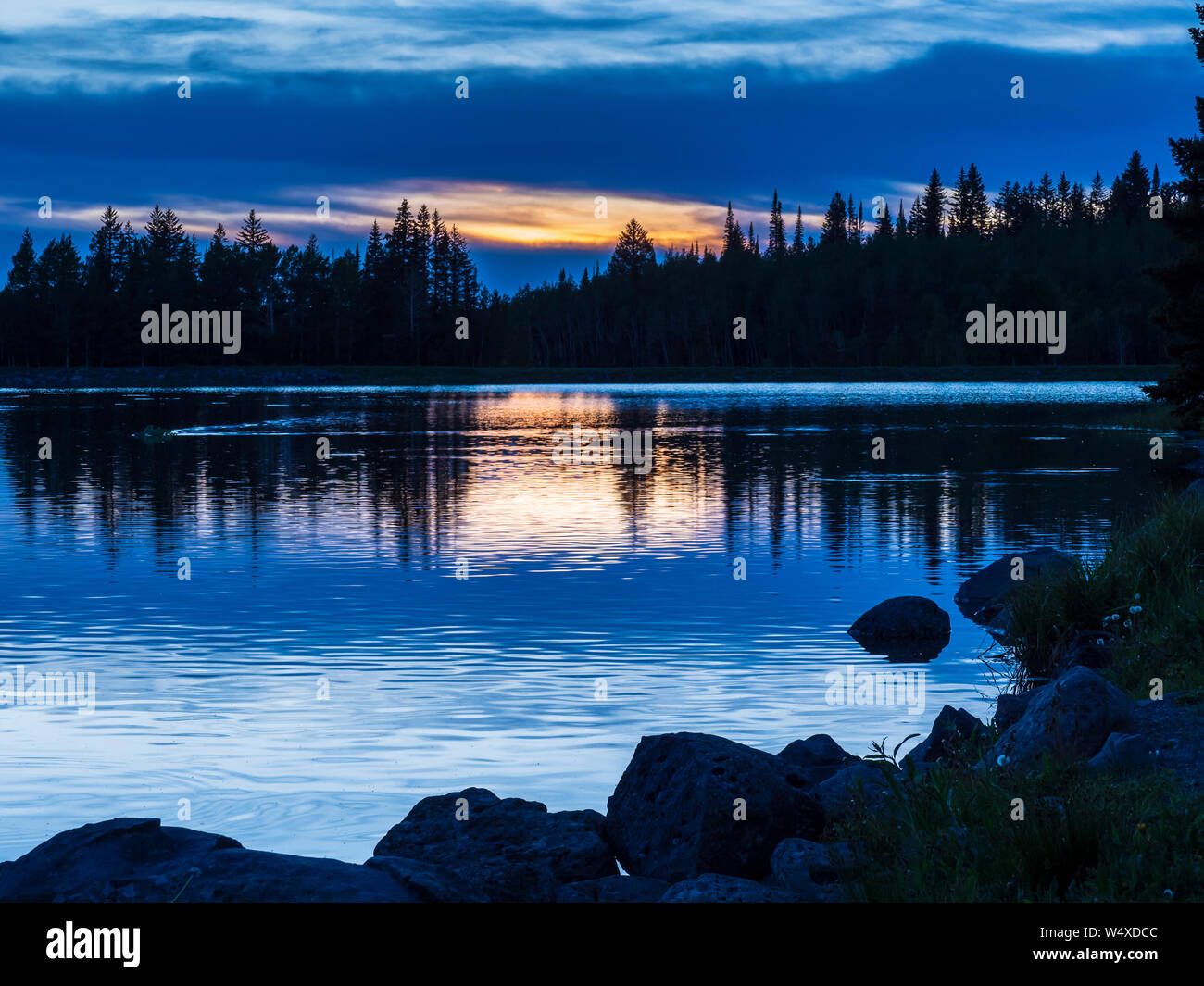 Sunset at Sunset Lake, Grand Mesa National Forest, Colorado Stock Photo ...