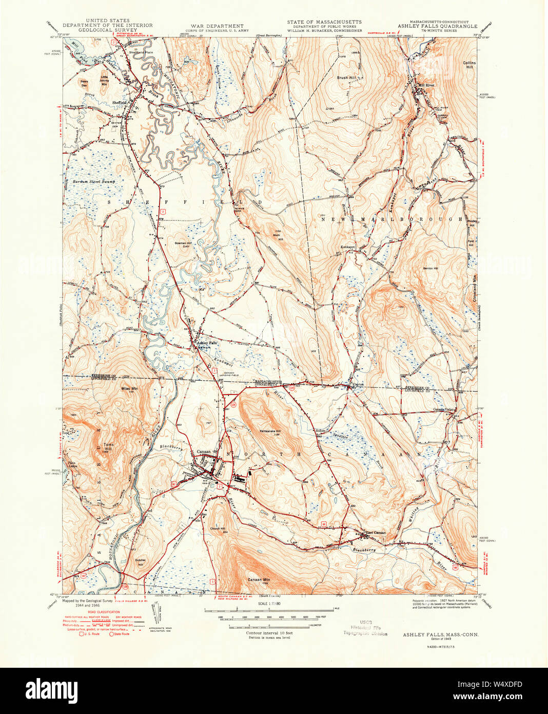 Massachusetts USGS Historical Topo Map MA Ashley Falls 351482 1949 ...