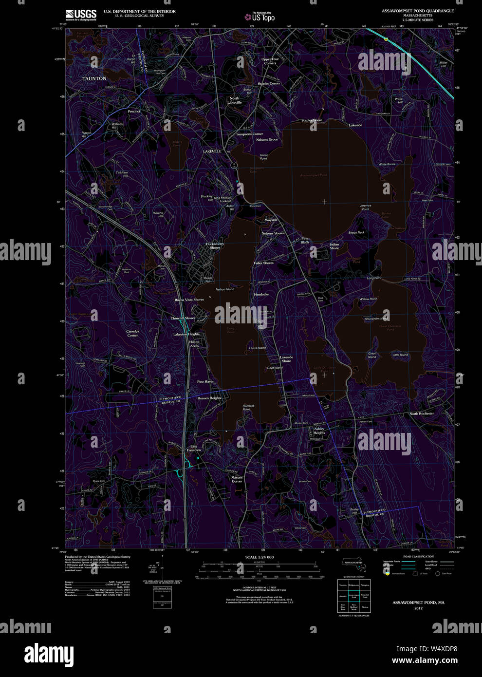 Massachusetts USGS Historical Topo Map MA Assawompset Pond 20120526 TM ...