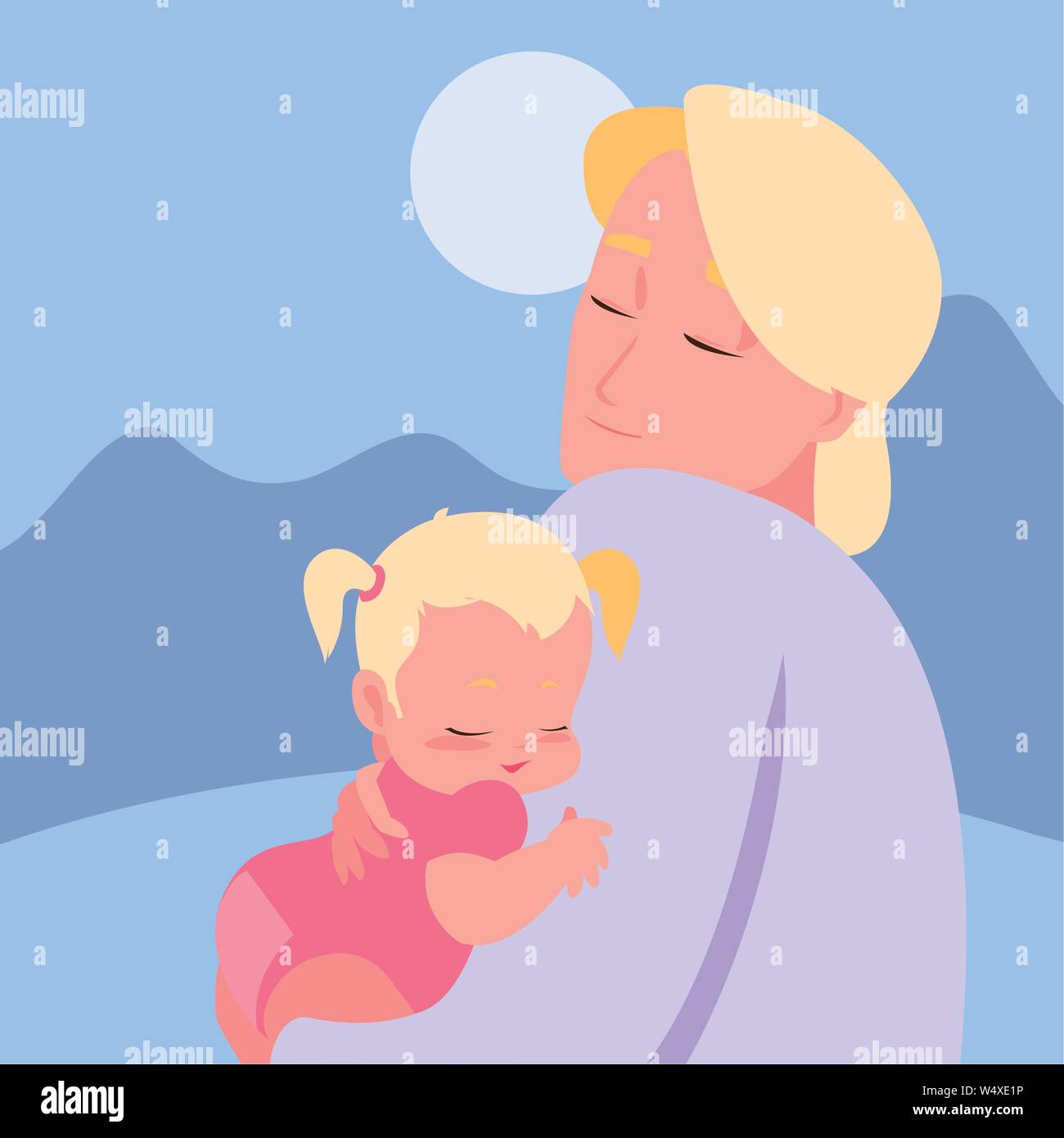 dad carrying his baby girl in arms vector illustration Stock Vector Image & Art - Alamy