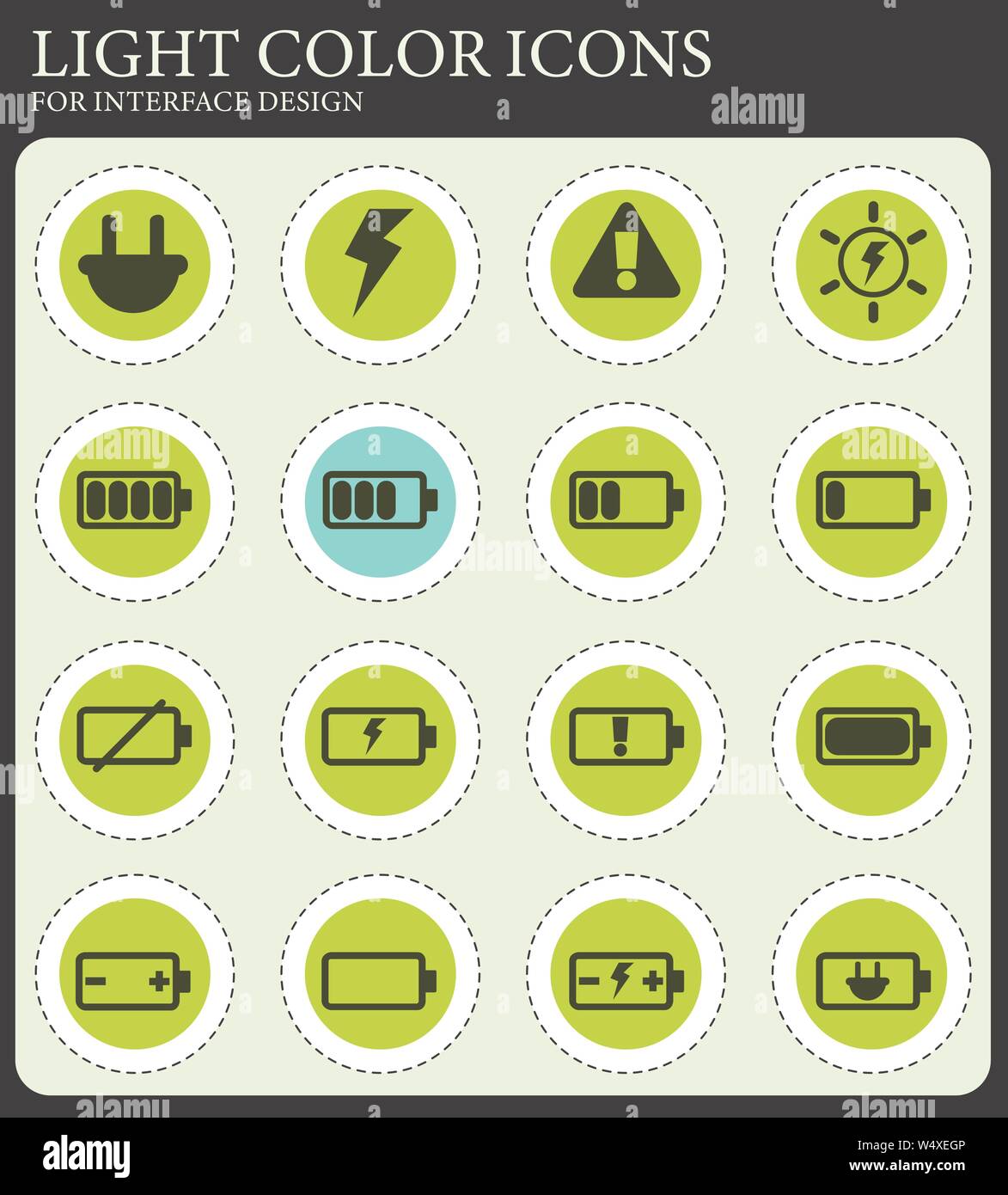 Battery icons set for user interface design. vector illustration Stock ...