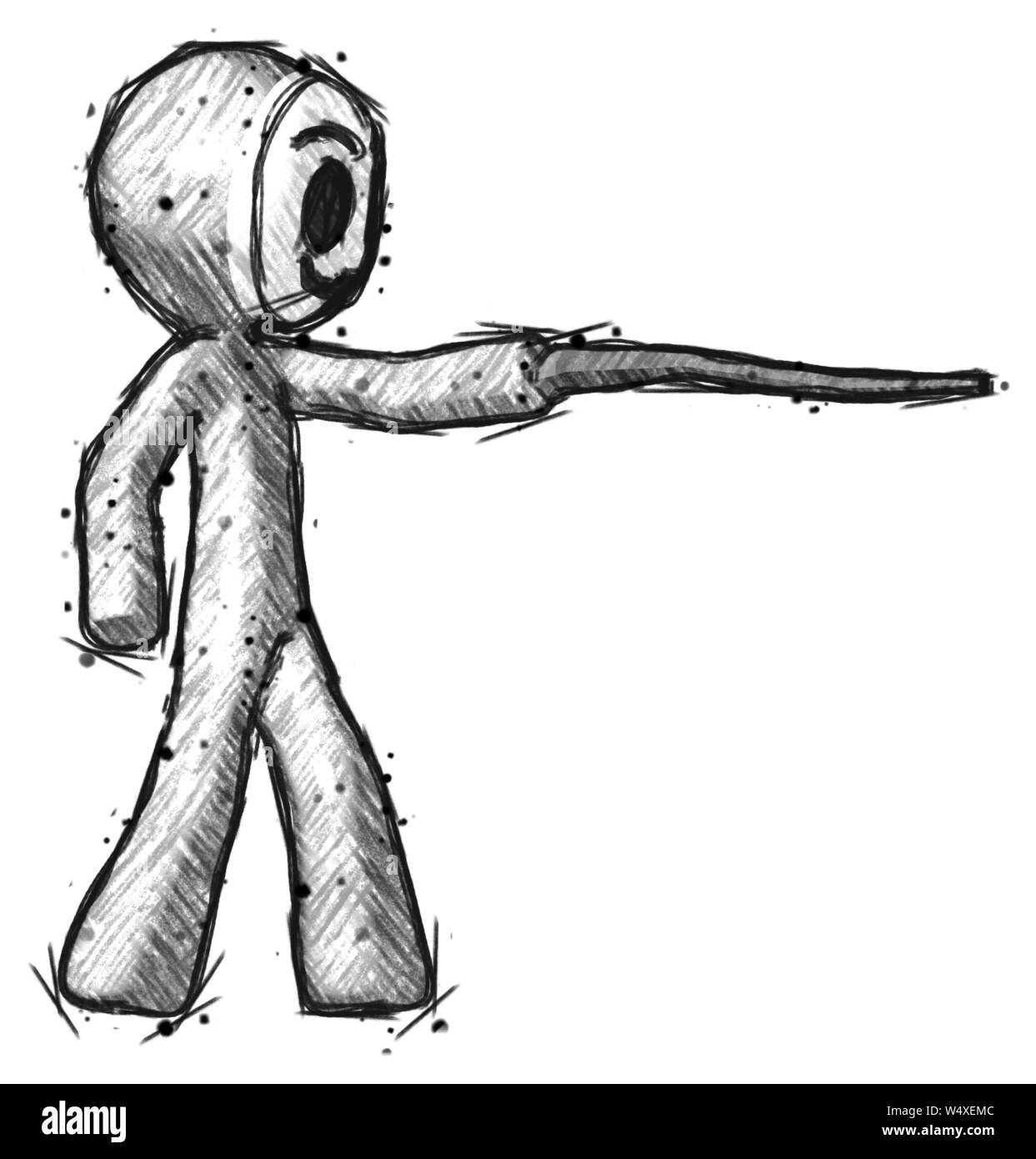 Sketch little anarchist hacker man pointing with hiking stick Stock ...