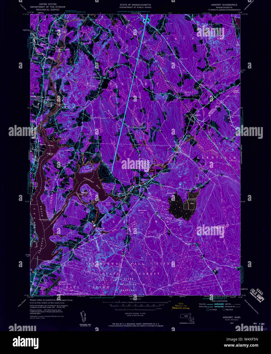 Massachusetts USGS Historical Topo Map MA Assonet 349967 1951 24000 ...