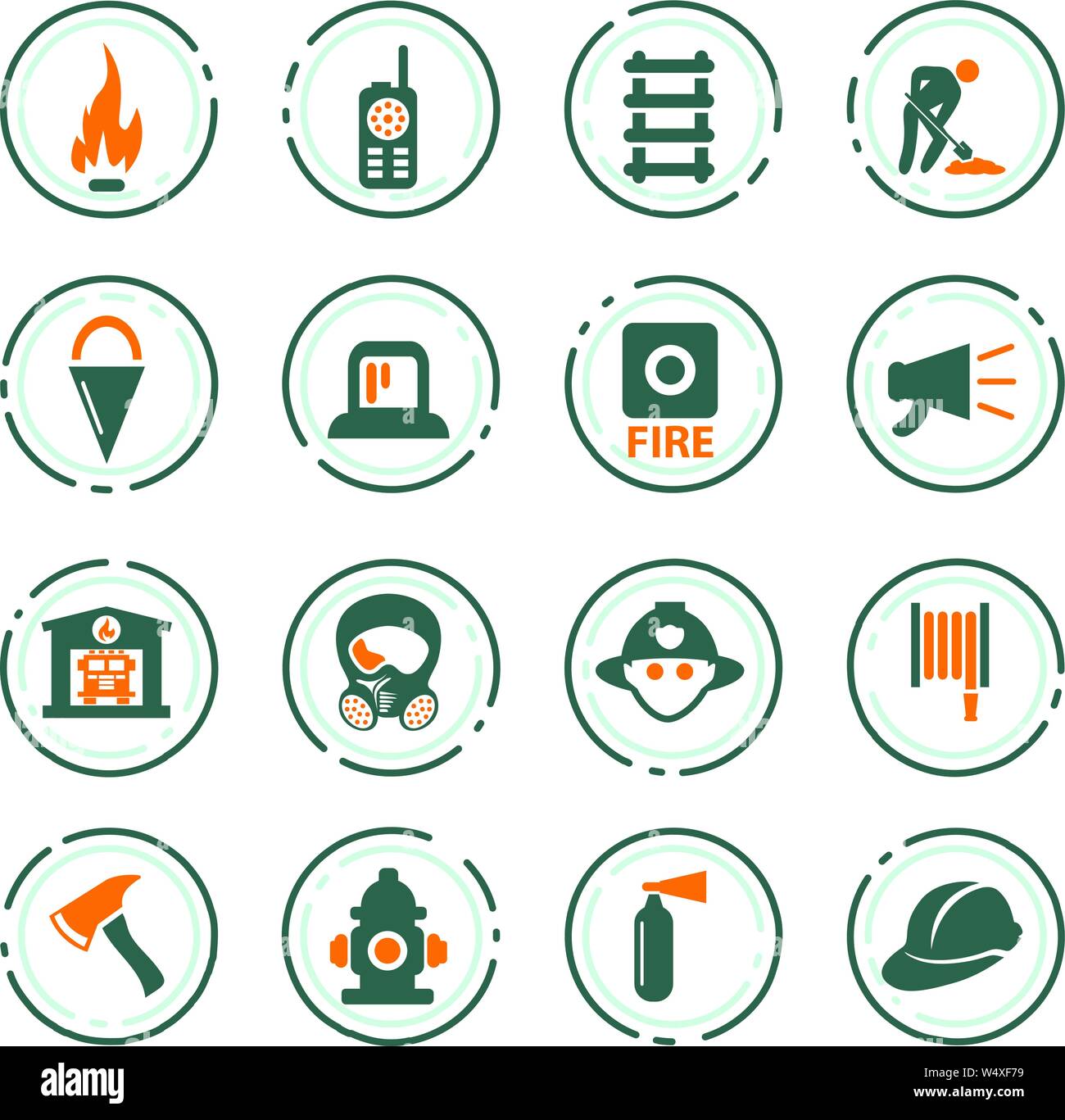 Fire brigade icons set for web sites and user interface Stock Vector ...