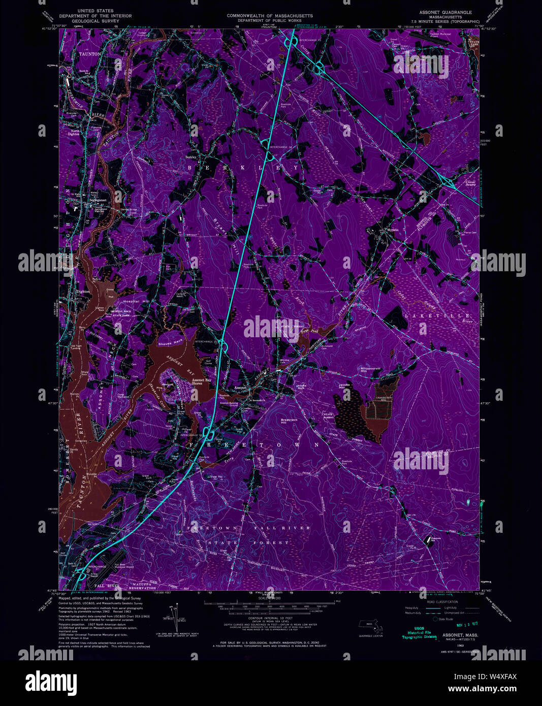 Massachusetts USGS Historical Topo Map MA Assonet 349969 1963 24000 ...