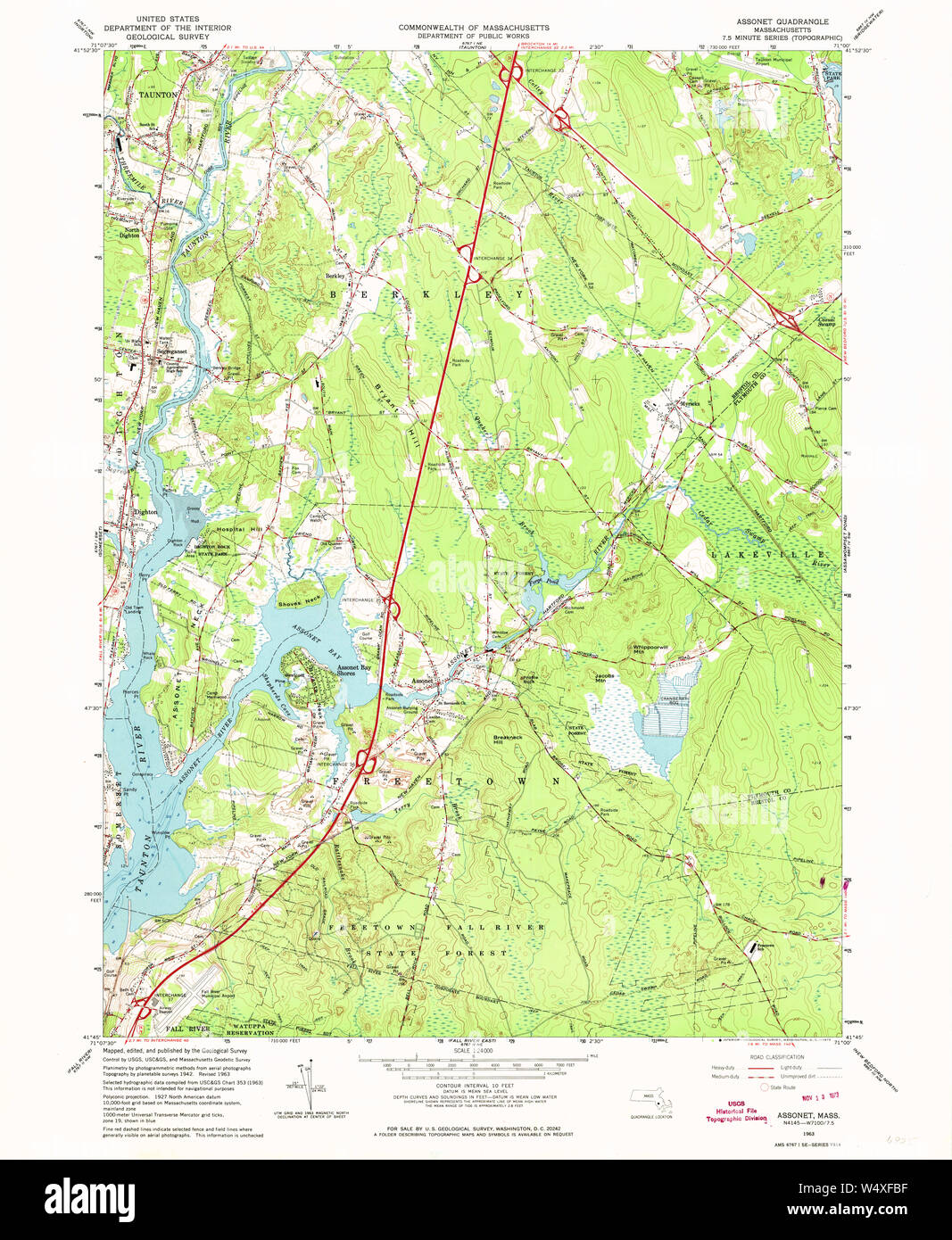 Massachusetts USGS Historical Topo Map MA Assonet 349969 1963 24000 ...