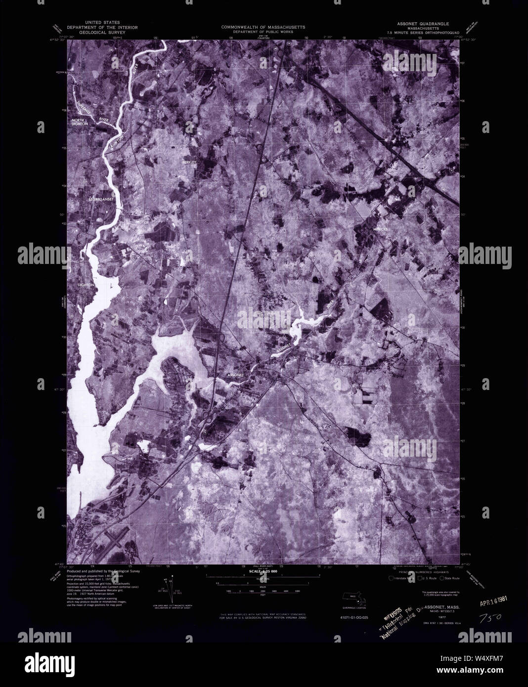 Massachusetts USGS Historical Topo Map MA Assonet 350819 1977 25000 ...