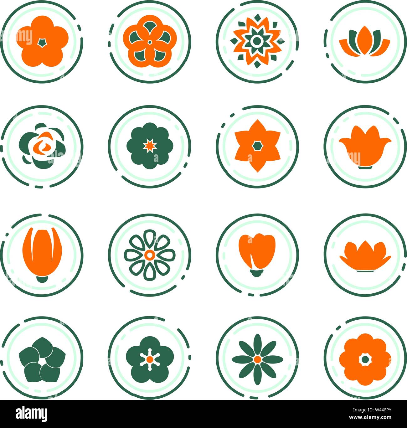 Flower color vector icons for user interface design Stock Vector Image ...