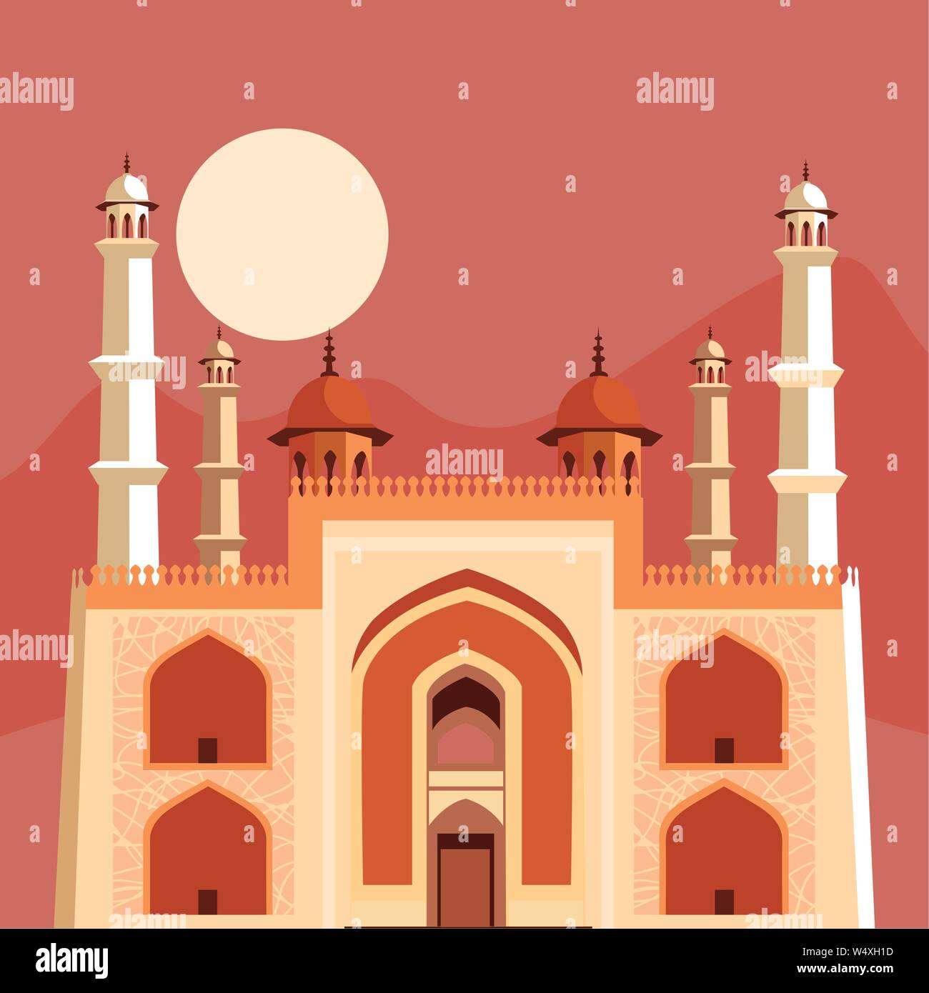 india independence day famous indian monument and landmark vector ...