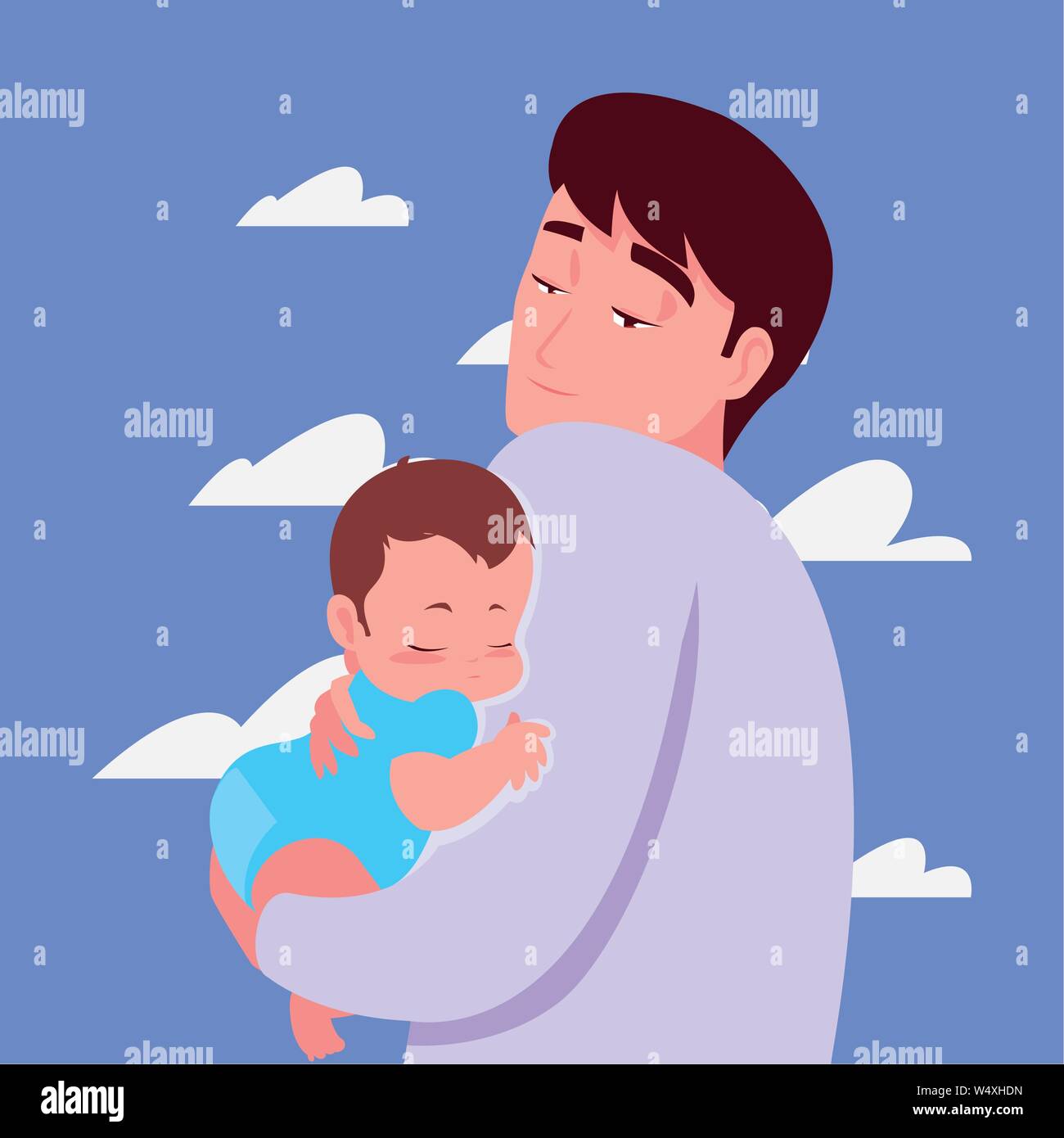 dad carrying his baby in his arms vector illustration Stock Vector ...