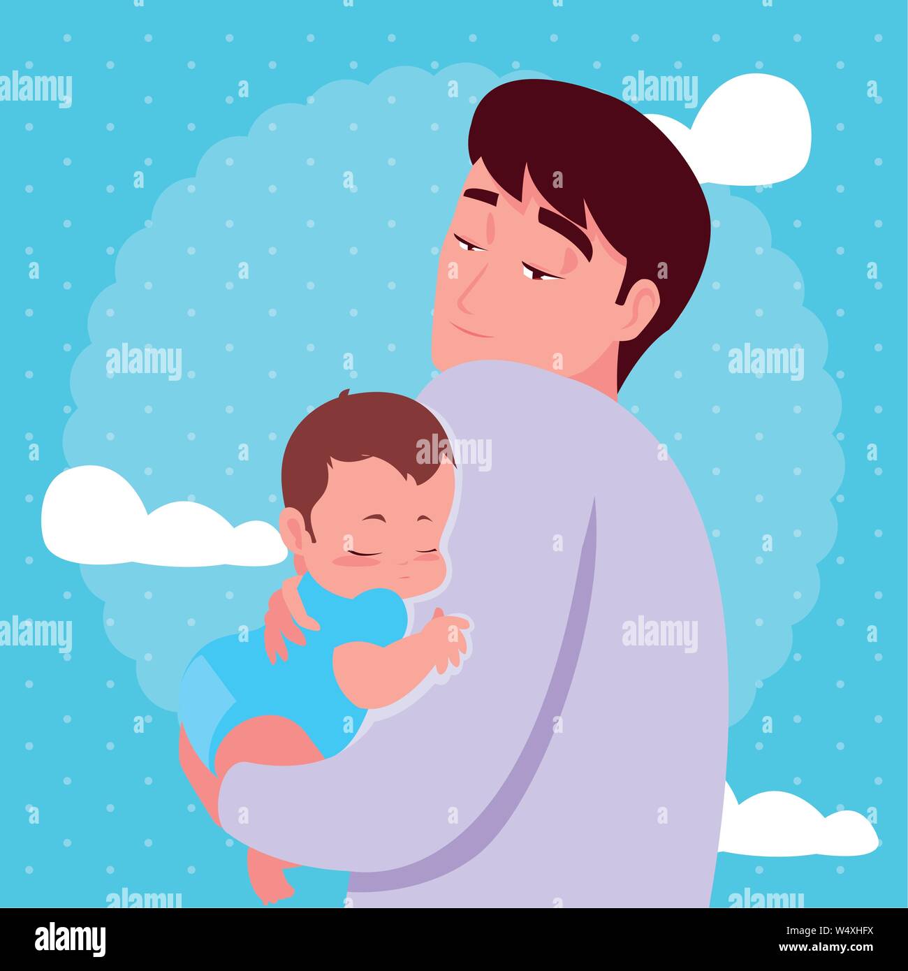 dad carrying his baby in his arms vector illustration Stock Vector ...