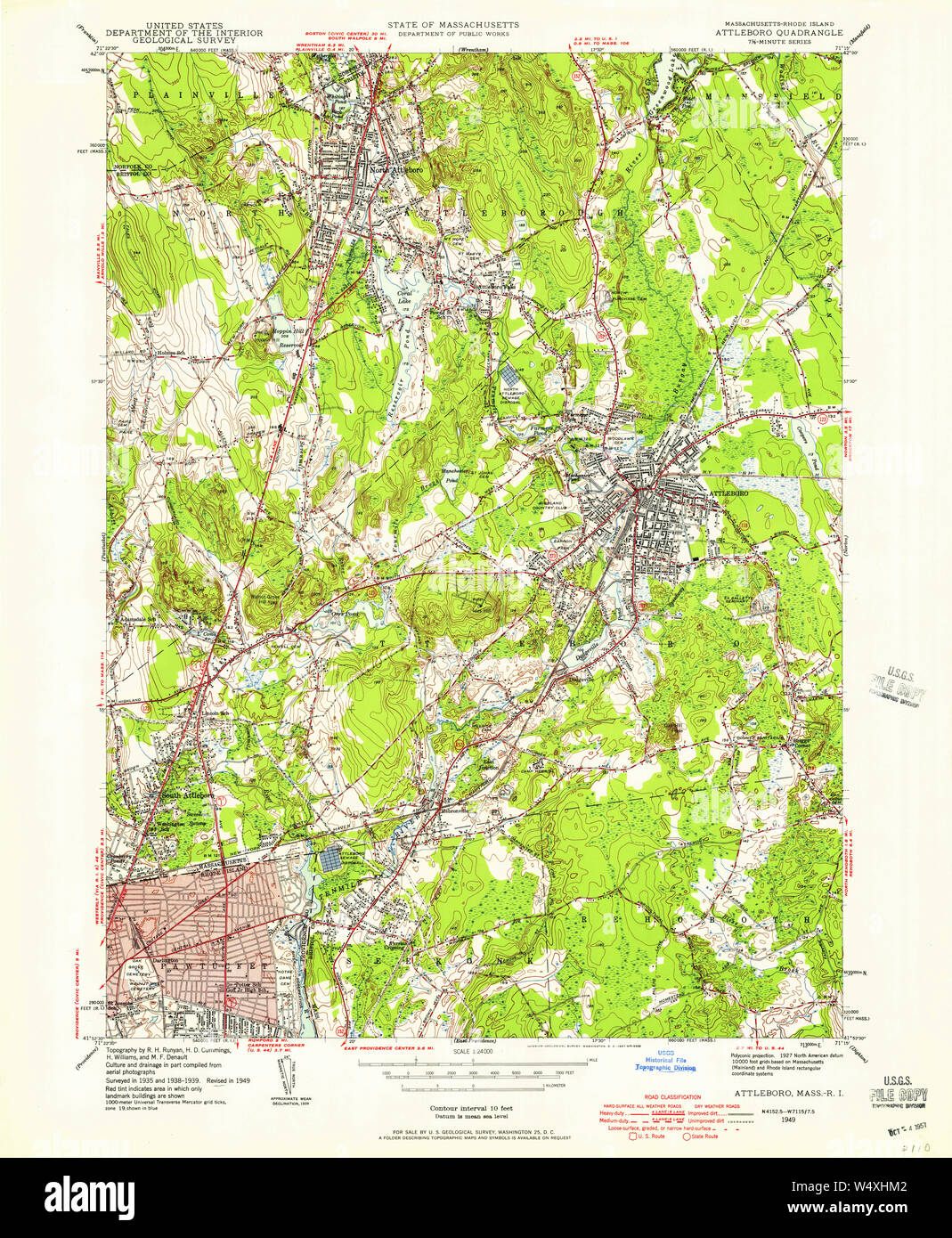 Massachusetts USGS Historical Topo Map MA Attleboro 349974 1949 24000 ...