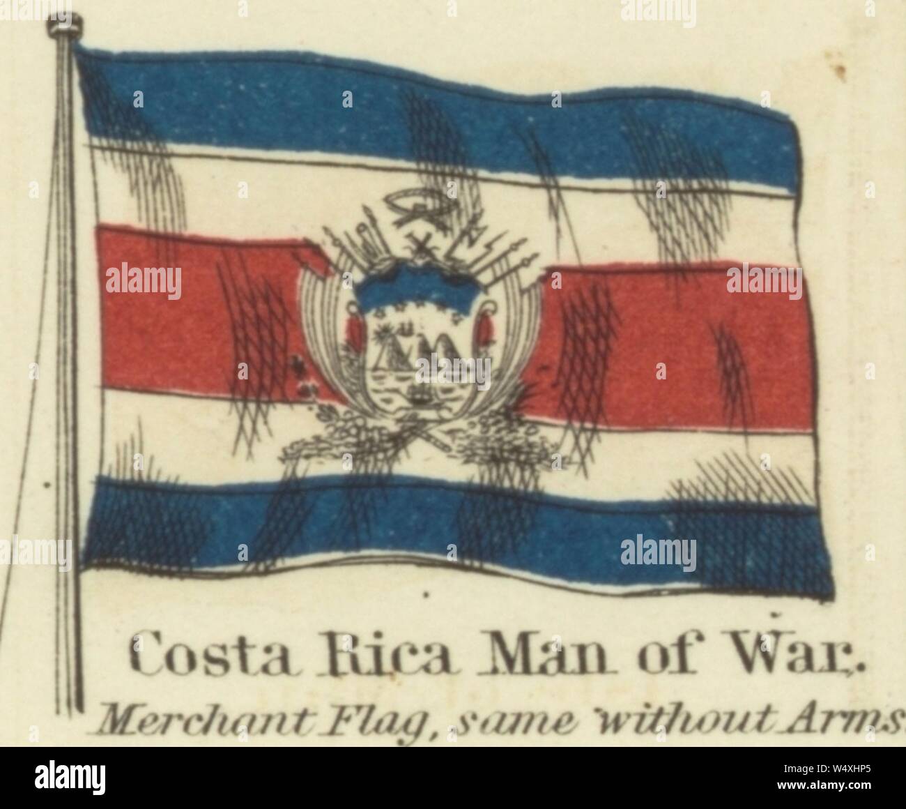 Costa Rica Man of War. Johnson's new chart of national emblems 1868 ...