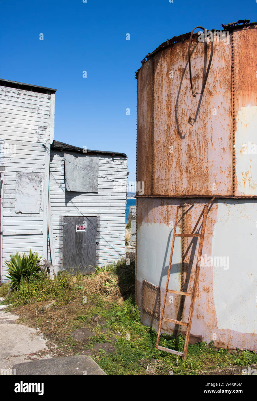 Historic abandoned cannery on Cannery Row in Monterey California Stock ...