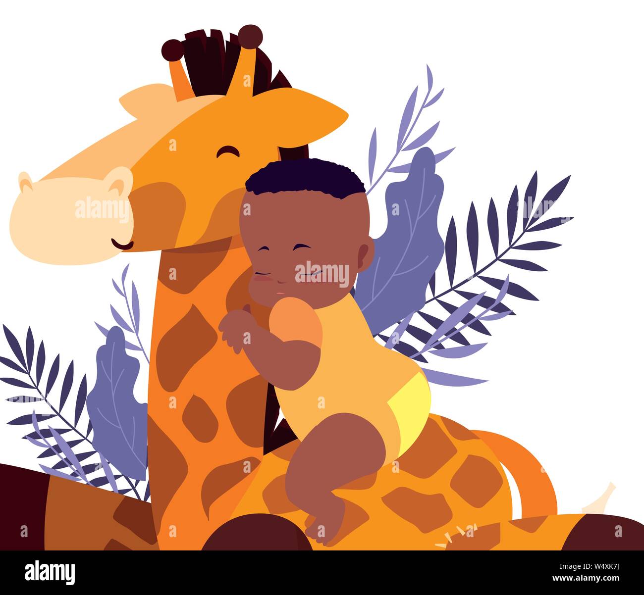 baby boy with toy giraffe vector illustration Stock Vector Image & Art ...