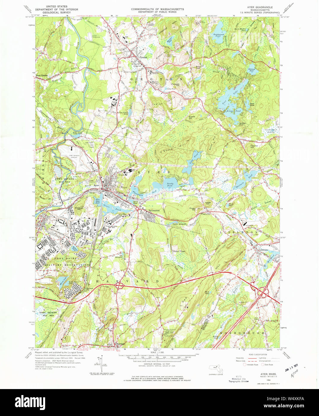 Massachusetts USGS Historical Topo Map MA Ayer 349981 1966 24000 ...