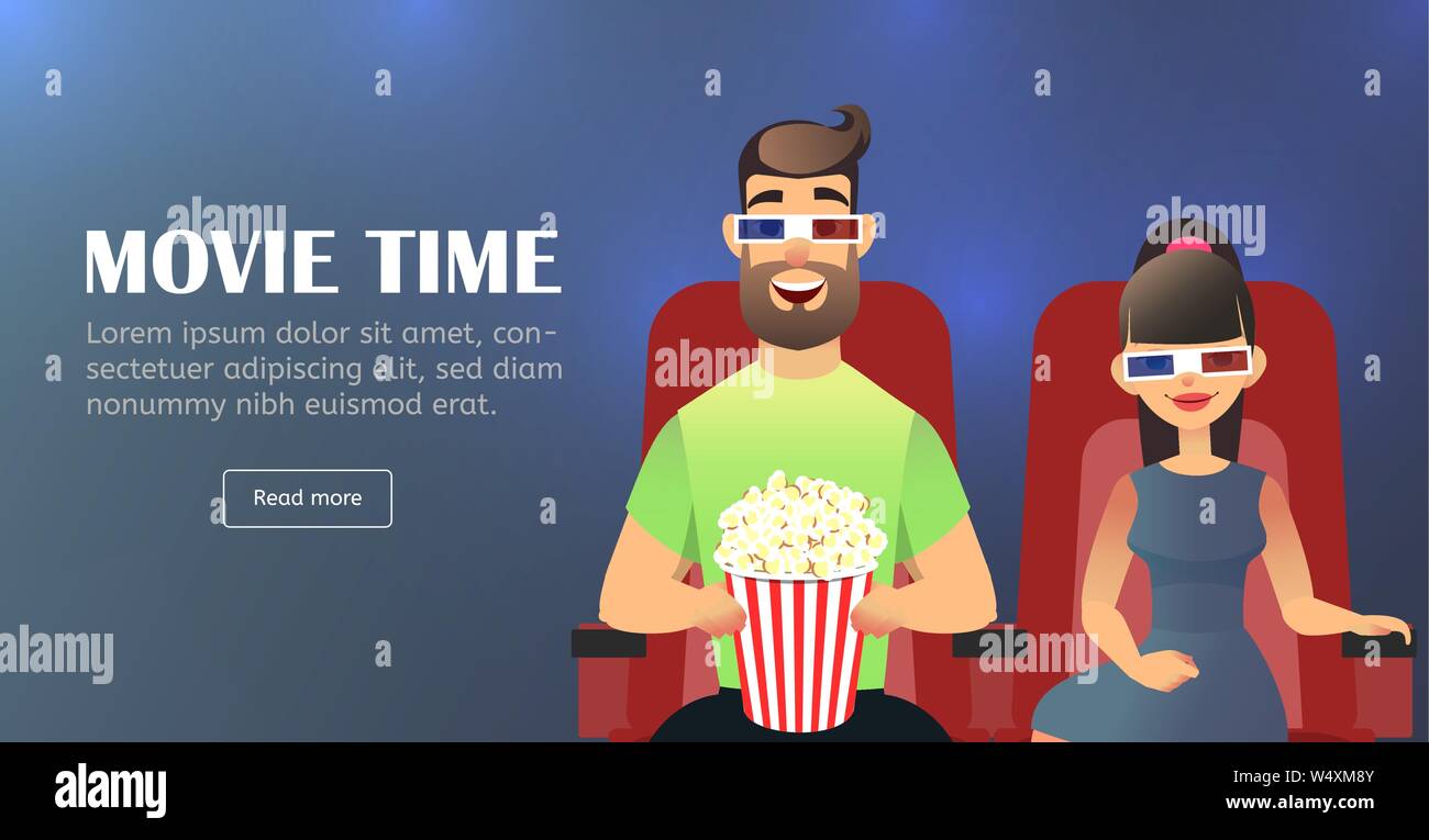 Movie time landing page. Vector cinema template Stock Vector Image ...