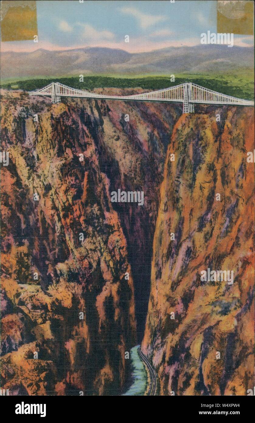 Vintage postcard reproduction of the World's highest suspension bridge ...