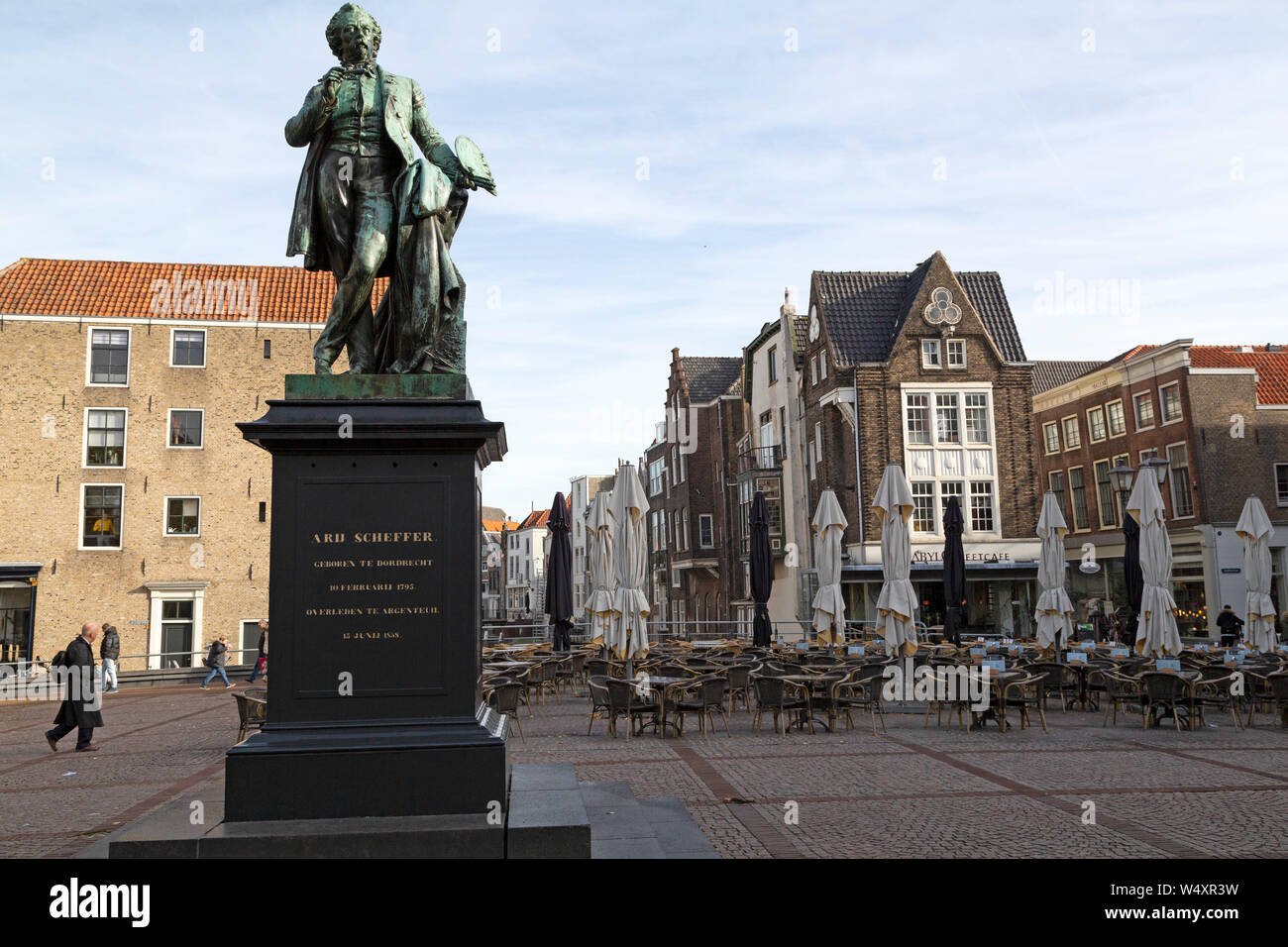 Statue of Arij Scheffer at Scheffersplein in Dordrecht, the Netherlands ...