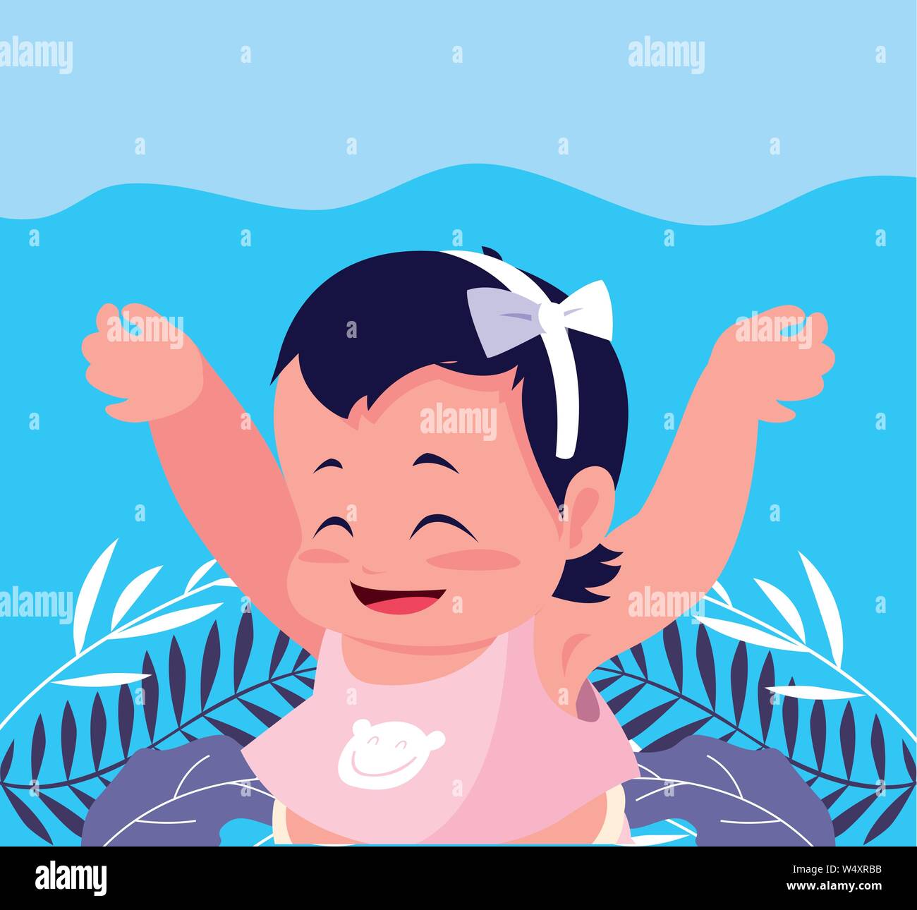 cute little baby girl sitting vector illustration Stock Vector Image ...
