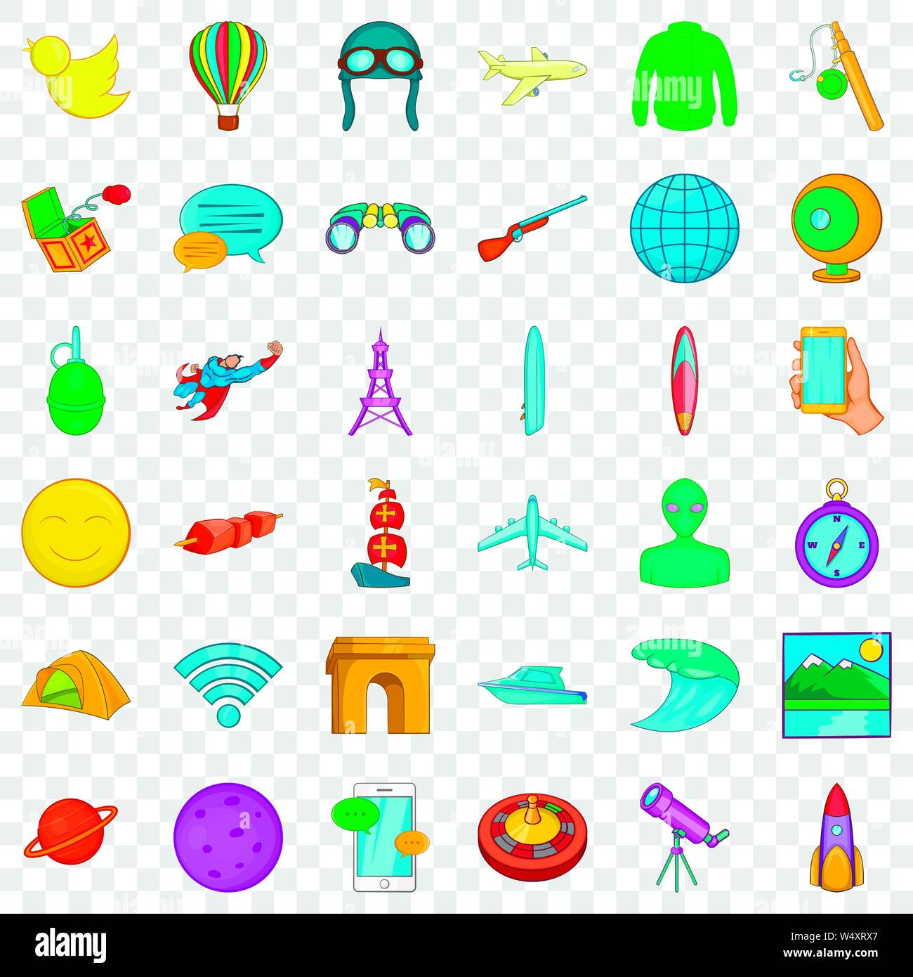 Exploration icons set, cartoon style Stock Vector Image & Art - Alamy