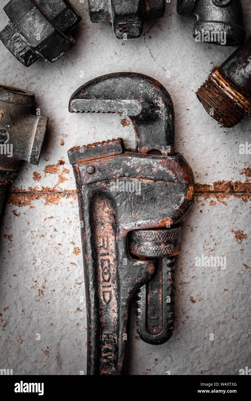 Old pipe wrench hi-res stock photography and images - Alamy